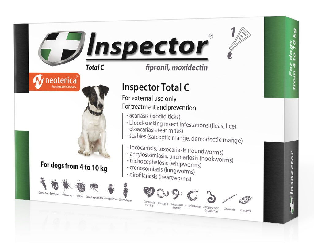 Inspector Total C Spot-on For Dogs From 4 To 10 kg (Fipronil , Moxidec ...
