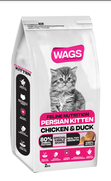 Wags Cat Dry Food Kitten Feline Persian Chicken & Duck 2 kg| Zima Pets