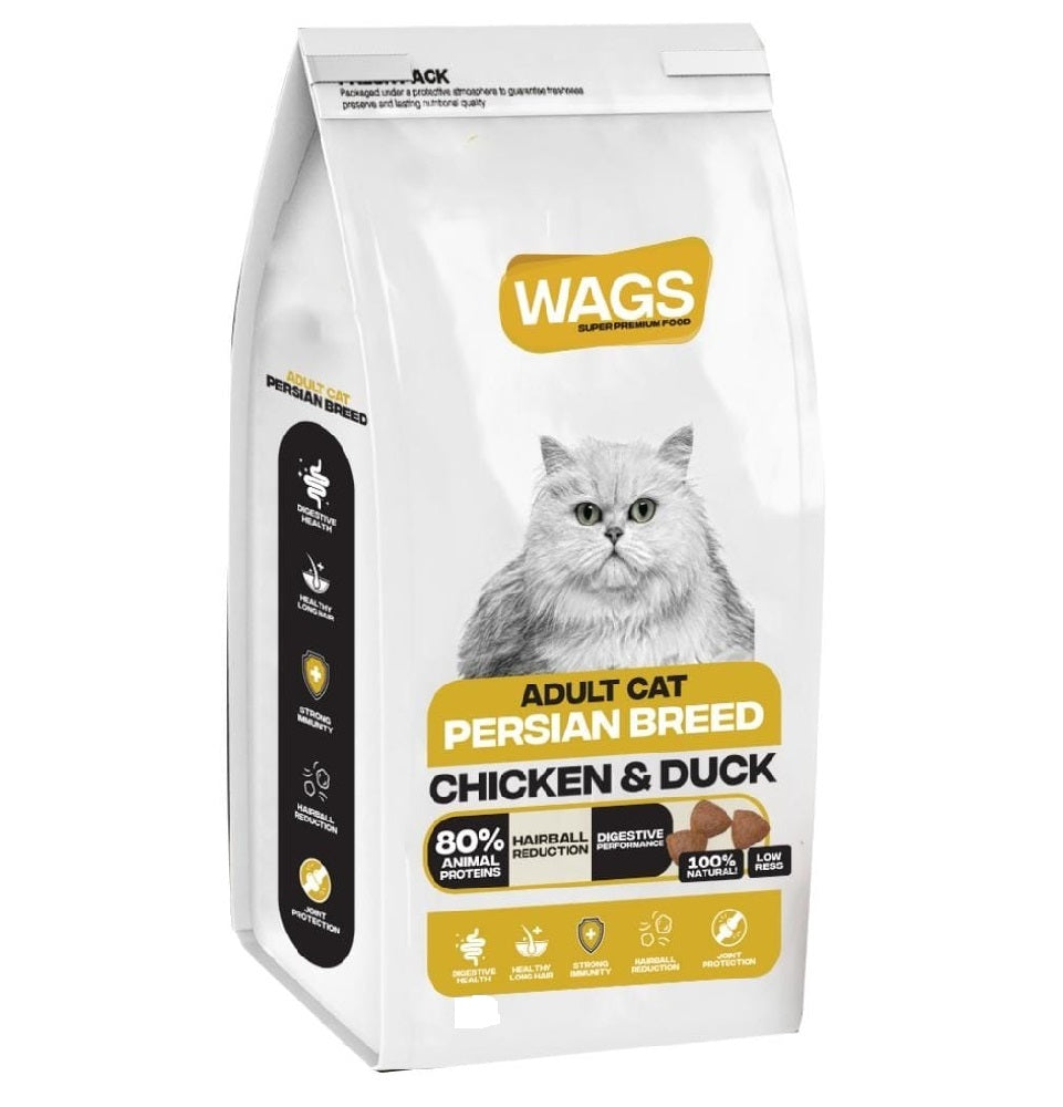 WAGS Dry food For Persian adult Cat with chicken and duck 400 gr| Zima Pets