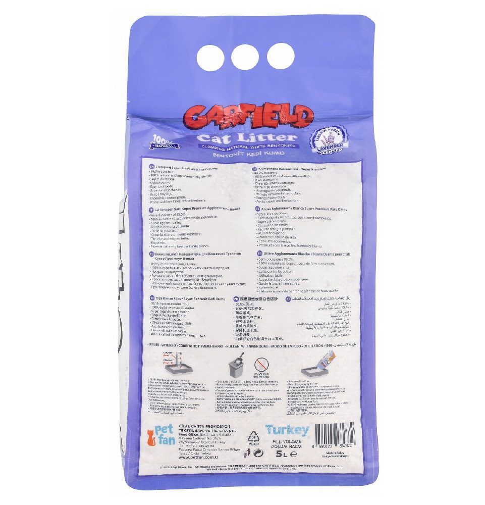 Garfield White Bentonite Clumping Cat Litter Lavender 5 L| Zima Pets